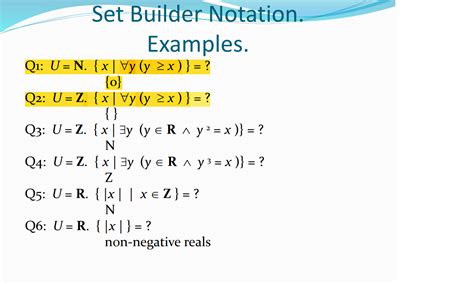 Solved Set Builder Notation Examples Q1 U N X Vy Y