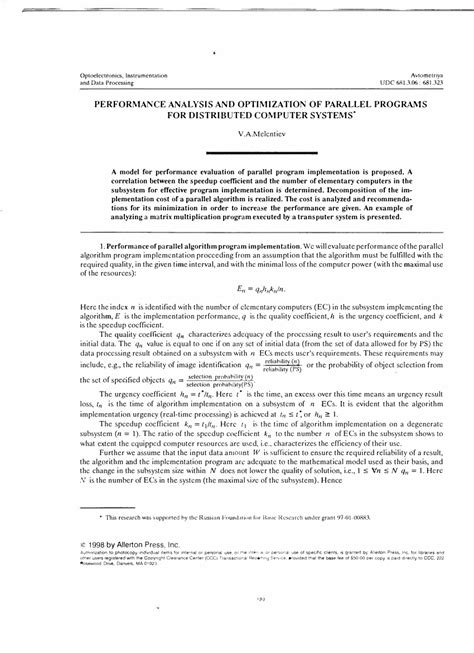 Pdf Performance Analysis And Optimization Of Parallel Programs For