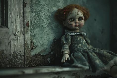 Premium Photo Creepy Doll With Cracked Porcelain Skin And Empty