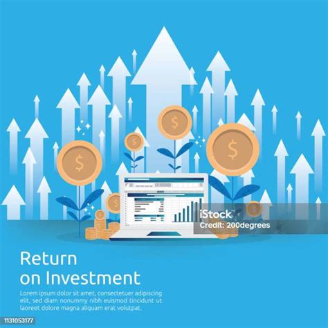 투자 Roi 개념에 대 한 수익 비즈니스 성장 화살표 성공 이익 증가 증가 하는 금융 스트레칭 시장 전략 관리 재무 계획 평면 스타일 벡터 일러스트 레이 션 개발에 대한