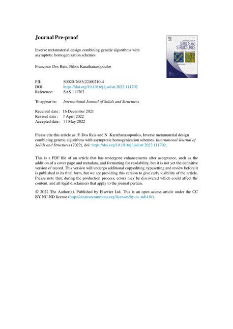 Pdf Inverse Metamaterial Design Combining Genetic Algorithms With