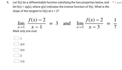 Solved 9 Let Fx Be A Differentiable Function Satisfying