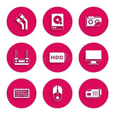 set hard disk drive hdd computer mouse video graphic card monitor