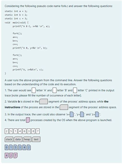 Solved Considering The Following Pseudo Code Name Fork C And Chegg