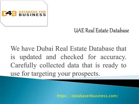 Dubai Real Estate Database Ppt