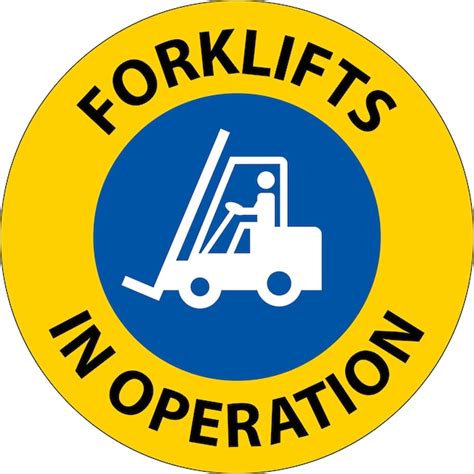 Уведомление о работе вилочных погрузчиков Подпись на белом фоне