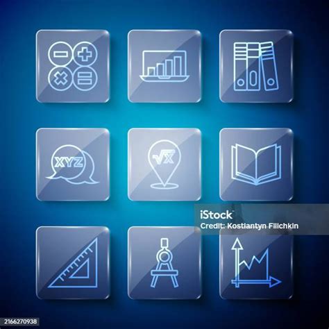 선 삼각형 눈금자 그림 나침반 그래프 일정 차트 다이어그램 Office 폴더 X 글리프의 제곱근 Xyz 좌표계 계산기 및 펼쳐진 책 아이콘을 설정합니다 벡터 0명에 대한