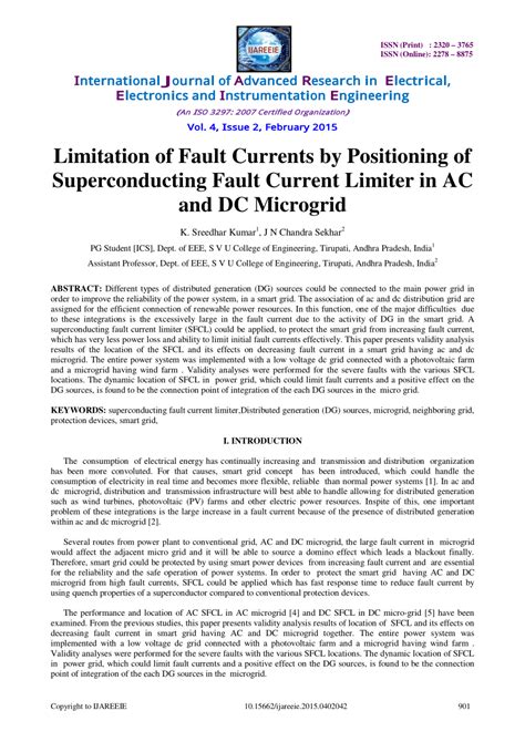 Pdf Limitation Of Fault Currents By Positioning Of Superconducting Fault Current Limiter In Ac