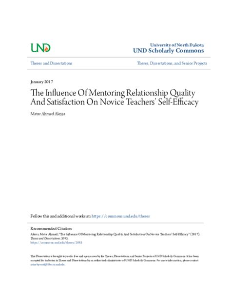 Pdf The Influence Of Mentoring Relationship Quality And Satisfaction