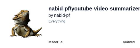 GitHub Nabid Pf Youtube Video Summarizer Mcp