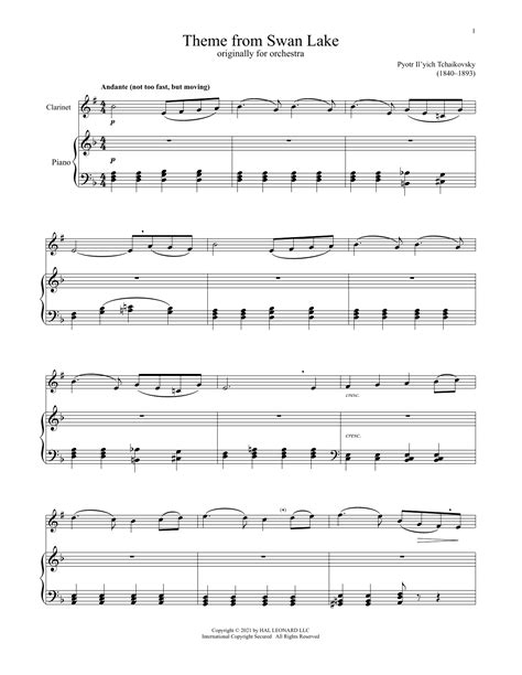 Pyotr Il Yich Tchaikovsky Theme From Swan Lake Sheet Music Notes Chords In Sheet Music