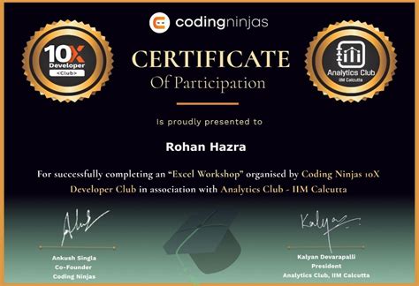 Rohan Hazra On Linkedin Excel Dataanalytics Iimkolkata Codingninjas