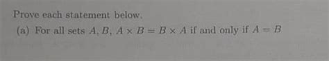 solved prove each statement below a for all sets