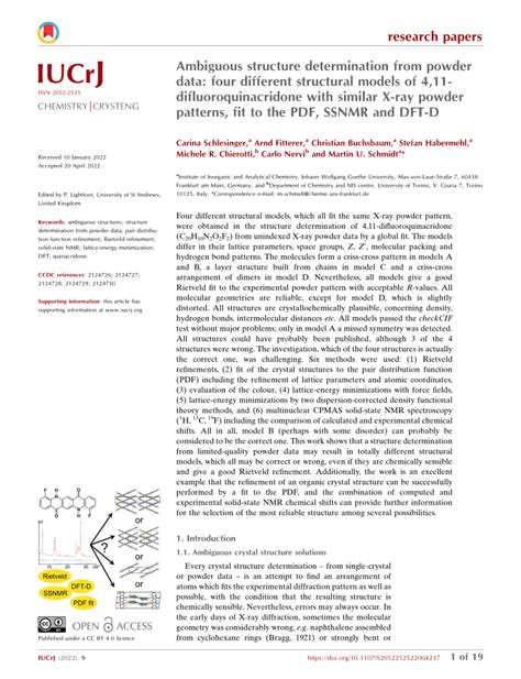 Pdf Ambiguous Structure Determination From Powder Data Four Different Structural Models Of 4