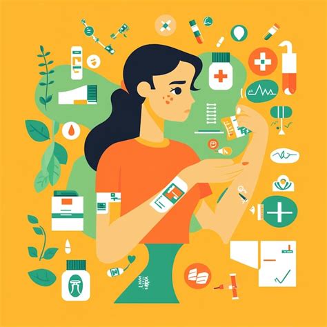 A Flat Design Illustration Of A Woman Applying A Hormonal Patch Premium Ai Generated Image