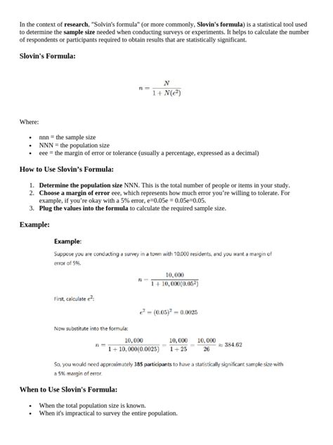 Solvins Formula Pdf Sampling Statistics Accuracy And Precision Solvins Formula Pdf Sampling Statistics Accuracy And Precision