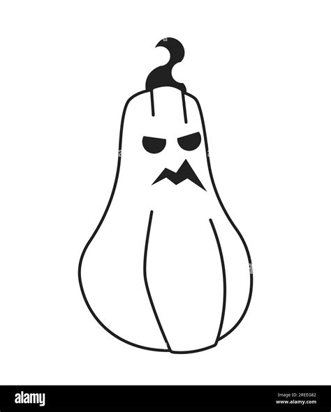 Spooky Oblong Pumpkin Monochrome Flat Vector Object Stock Vector Image