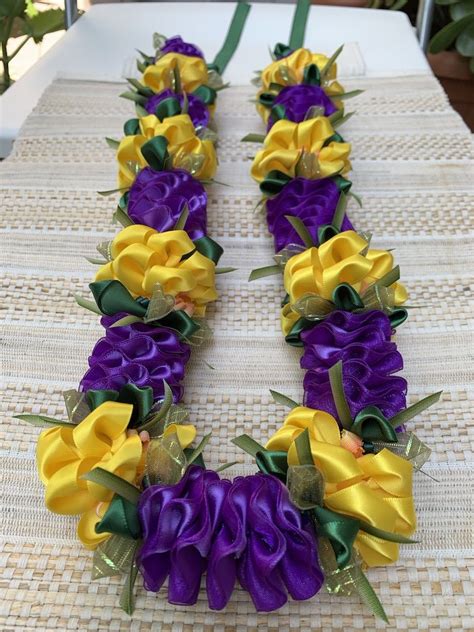 Diy Yellow And Purple Flower Ribbon Lei