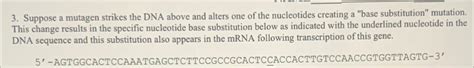 Solved Suppose A Mutagen Strikes The Dna Above And Alters
