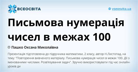 Письмова нумерація чисел в межах 100 Презентація Математика