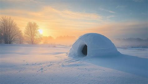 An Igloo Covered With Snow Beautiful Background Premium Ai Generated