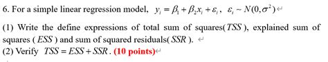 Solved For A Simple Linear Regression Model Chegg