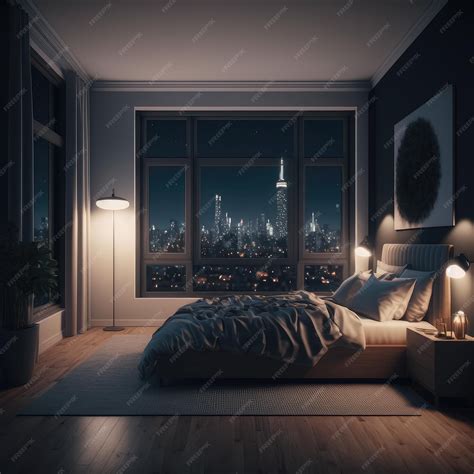 Premium Photo Interior Of Luxury Penthouse Bedroom At Night