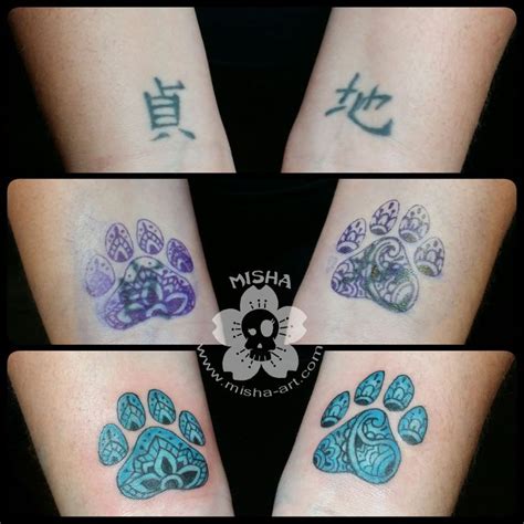 Henna Patterns In These Paw Prints Help Cover The Old Kanji Misha