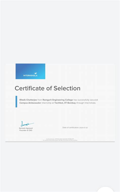 Ritwik Chatterjee On Linkedin Campusambassador Iitbombay Selectioncertificate Internship2020