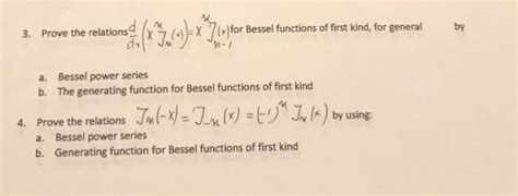solved prove the relations bessel functions of first kind