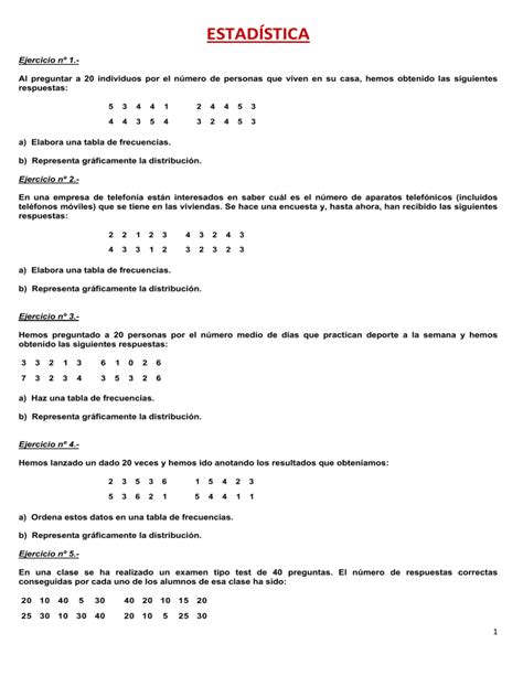 Ejercicios De Estadistica
