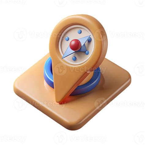 3d Render Orange Compass Icon Location 54047285 Png