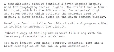 Solved A Combinational Circuit Controls A Seven Segment