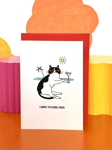 Carpe Fucking Diem Cat Birthday Card By In Real Life The Warren