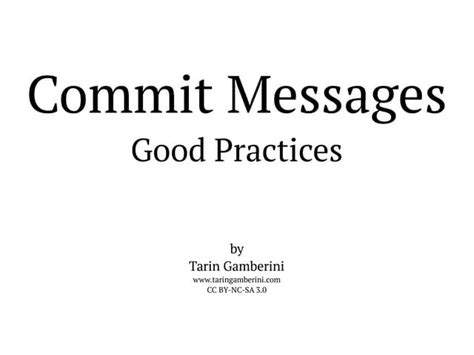 Commit Messages Good Practices Ppt