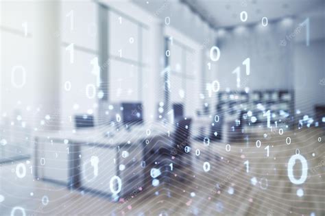 Premium Photo Abstract Virtual Binary Code Illustration On A Modern Furnished Office
