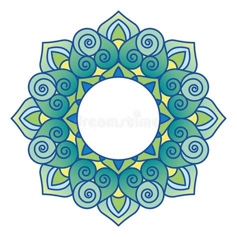 Colorful Rangoli Design With A Circle In The Center Isolated On A White Background Stock