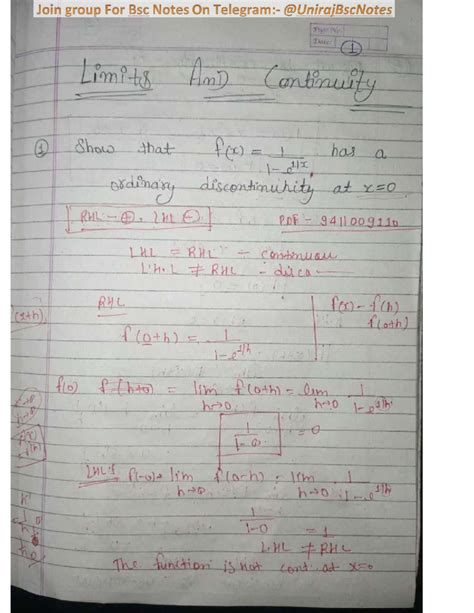 Limits And Continuity Bsc 1 Year Mathematics Calculus Join Group For Bsc Notes On Pryje No