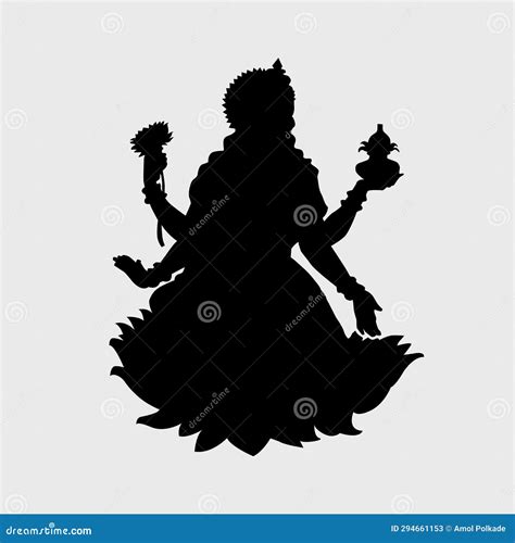 Lord Devi Mahalakshmi Vector Flat Black Color Silhouette Stock Vector Illustration Of Diwali
