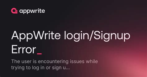 Appwrite Login Signup Error Threads Appwrite