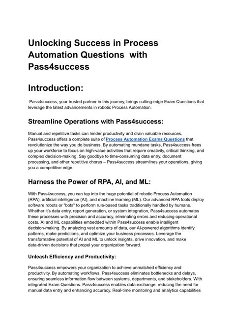 ppt unlocking success in process automation questions with