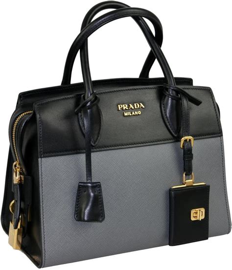 Prada Damen Grau Saffiano Leder Schultertasche 1ba045 Amazonde Fashion