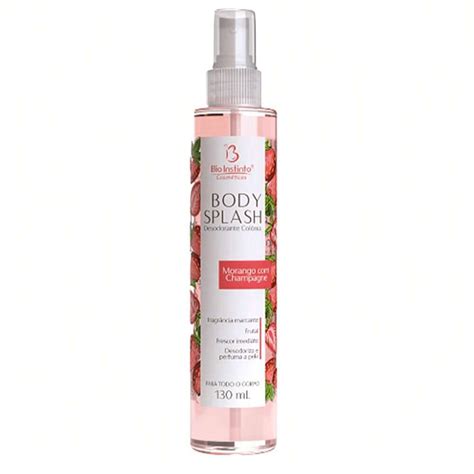 Body Splash Desodorante Colônia Morango Com Champagne 130ml Bio