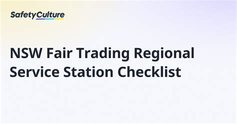 Nsw Fair Trading Regional Service Station Checklist Free Template