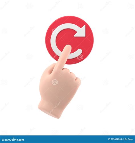 Reboot Concept Restarting Technology Hand To Push Big Red Button 3d Illustration Flat Design