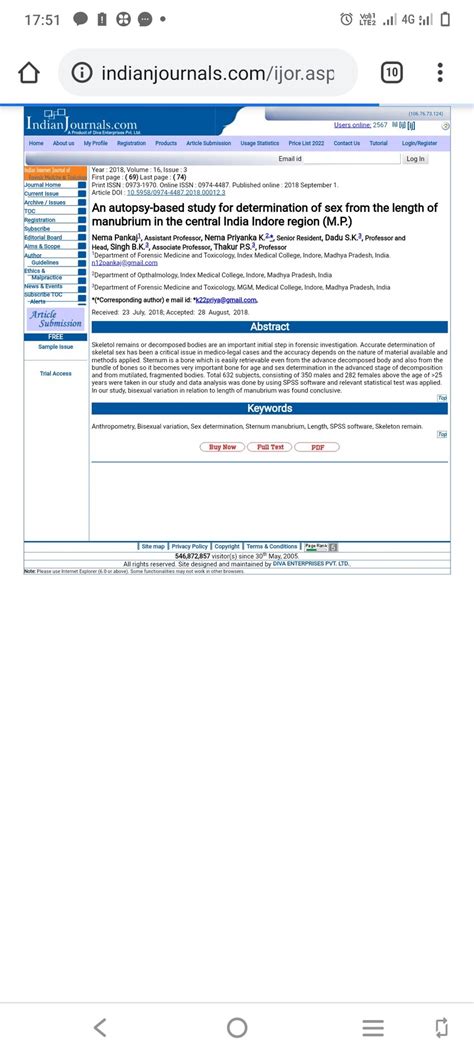 Pdf An Autopsy Based Study For Determination Of Sex From The Length