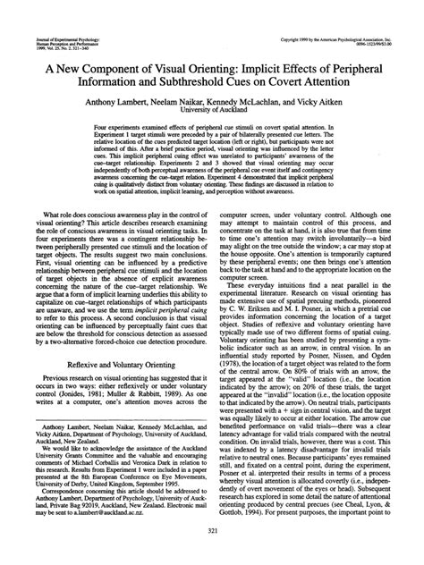Pdf A New Component Of Visual Orienting Implicit Effects Of Peripheral Information And