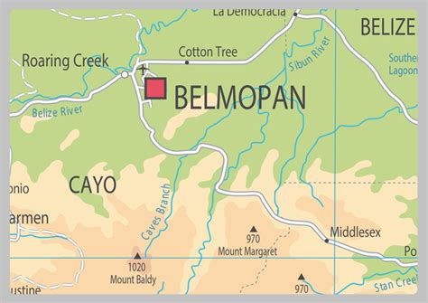 Physical Map Of Belize The Oxford Collection I Love Maps