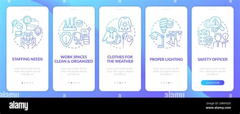 Tips To Reduce Workplace Accidents Blue Gradient Onboarding Mobile App Screen Stock Vector Image