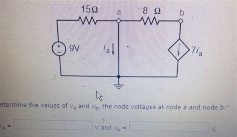 Solved 150 A 8 Ω B 9via 7i Etermine The Values Of Va And Vb
